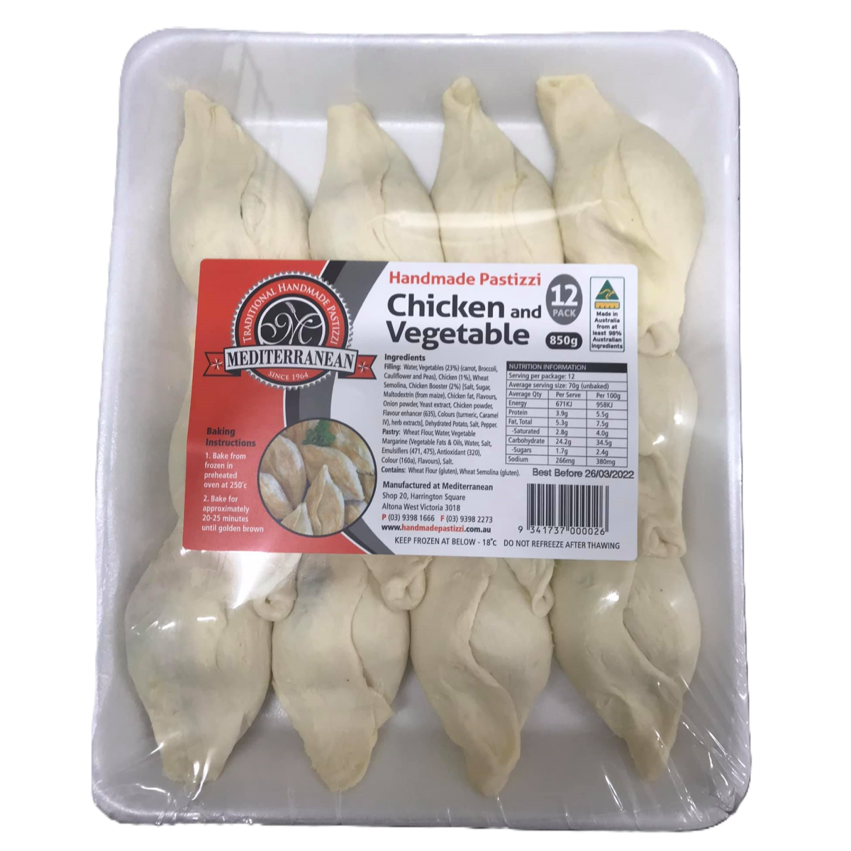 Mediterranean Chicken and Vegetable Handmade Pastizzi 850 G – Sahara Fresh