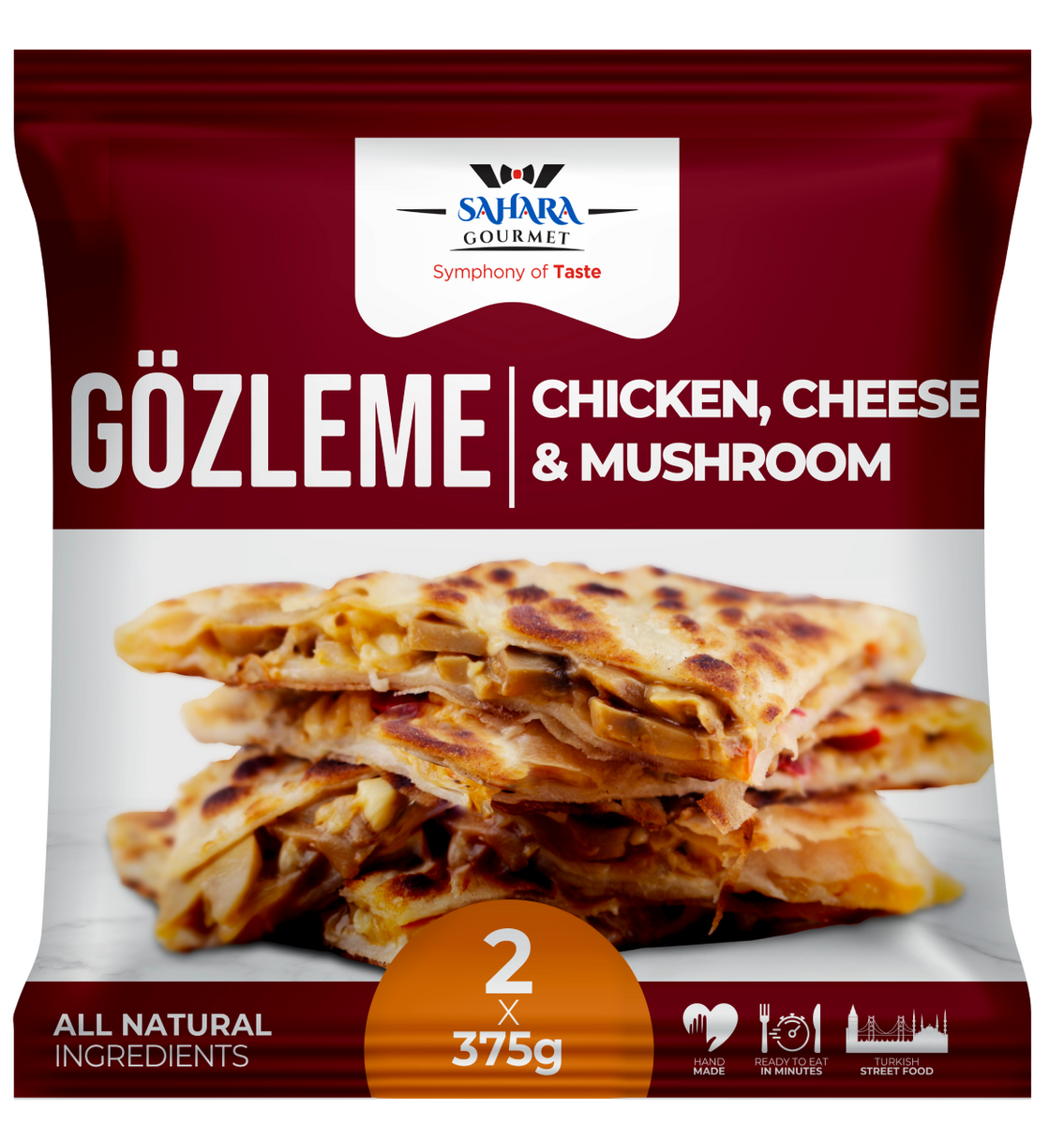 Sahara Gozleme Chicken, Cheese and Mushroom 750g (Twin Pack) – Sahara Fresh